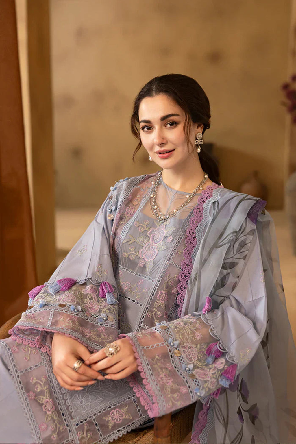 Saira Rizwan Embroidered Lawn 3pc with Printed Chiffon Dupatta- GA2167 ...