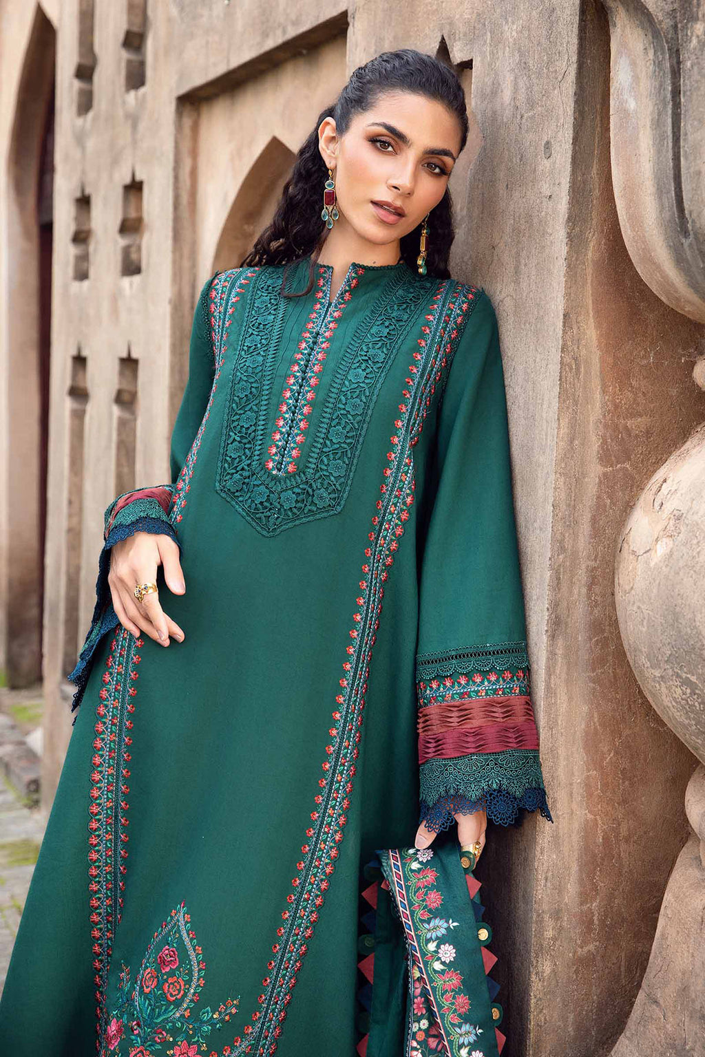 Maria B 3PC Embroidered Karandi Suit with Printed whool shawal-GA2100 ...