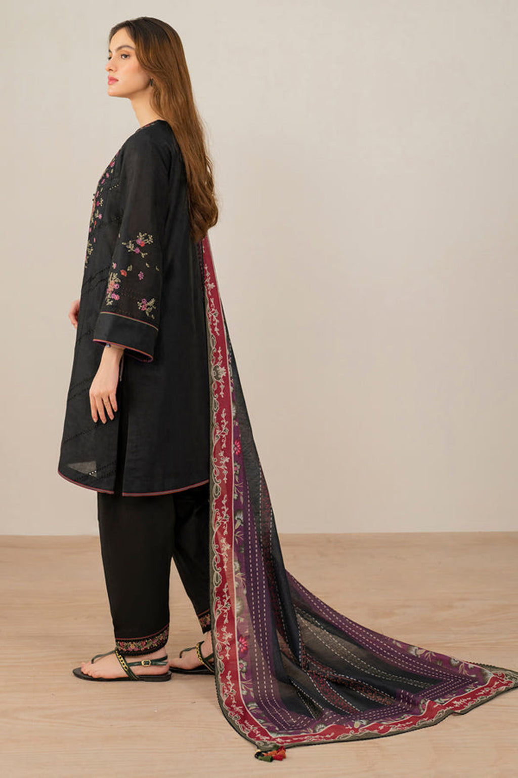 Jazmin 3PC Embroidered Karandi Suit with Printed whool shawal-GA2110 ...