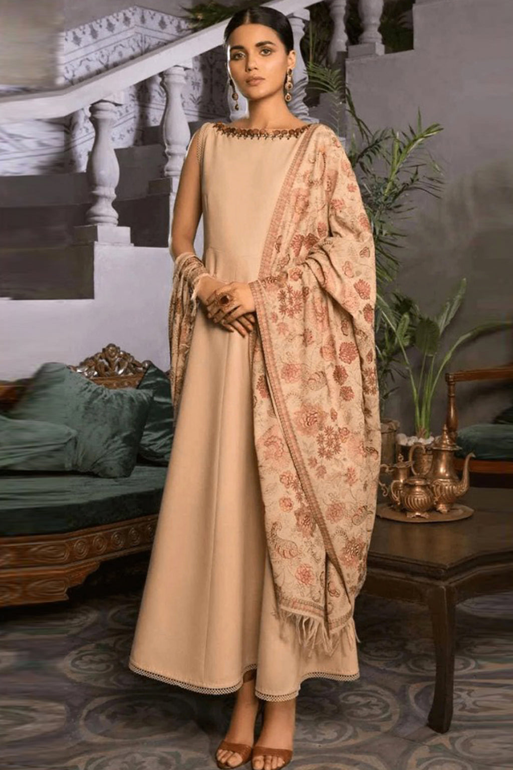 Bareeze 3PC Embroidered Dhanak Suit with Heavy Embroidered Shawal -GA1 ...